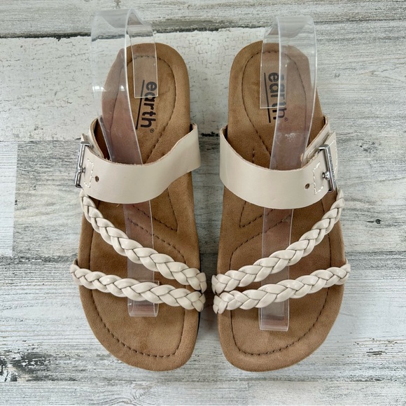 Earth | Shoes | Earth Tevid Bone Color Leather Braided Sandals 9 | Poshmark